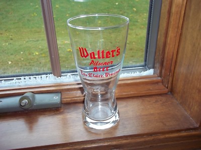 RARE WALTERS BEER HOUR SHAPED GLASS Eau Claire Wisconsin Wi. Bar Tavern ...