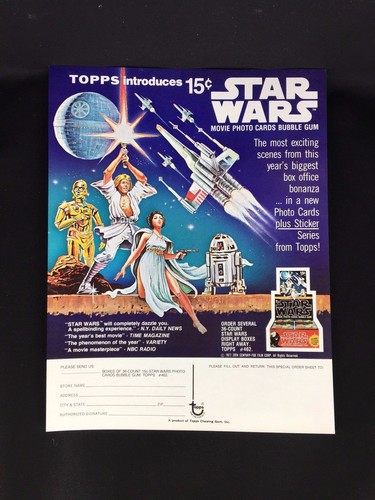 Star Wars 1977 Topps 1st Series Wax Box Pack Sell Sale Order Sheet ...