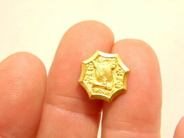 small gold colored writing award pin with quill and paper (no ...