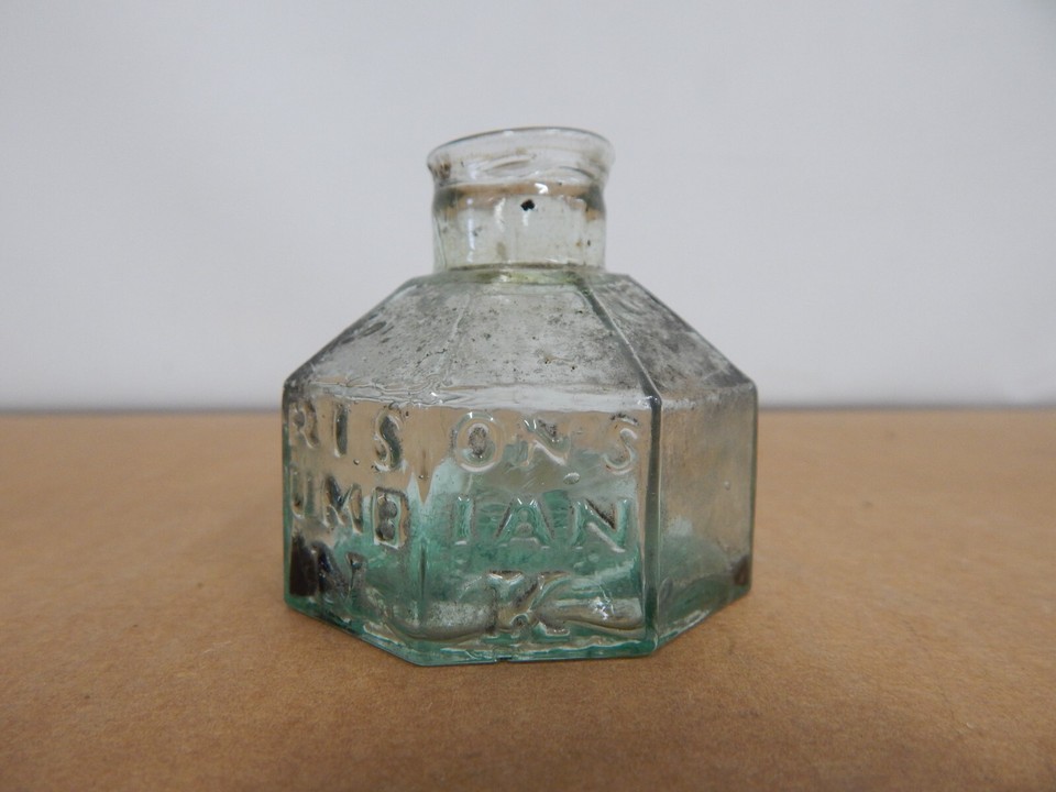 Antique 1840's - 1860's Harrison's Columbian Ink Well Glass Jar Hand ...