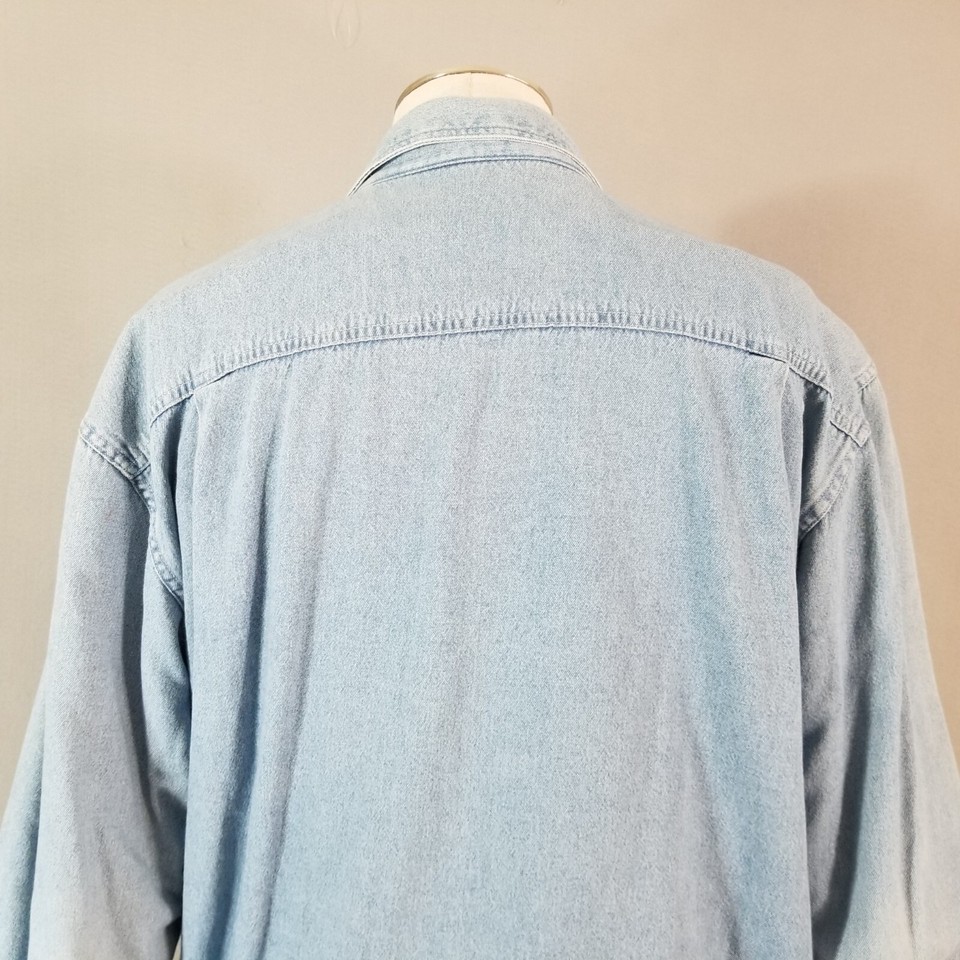 Ruff Hewn Shirt jacket men's large blue denim fleece lined outdoor | eBay