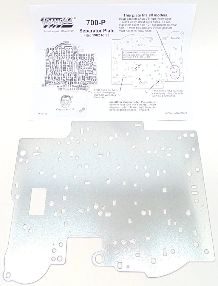 Transgo 700-P Updated Hi-Performance Valve Body Separator Plate 700R4 ...