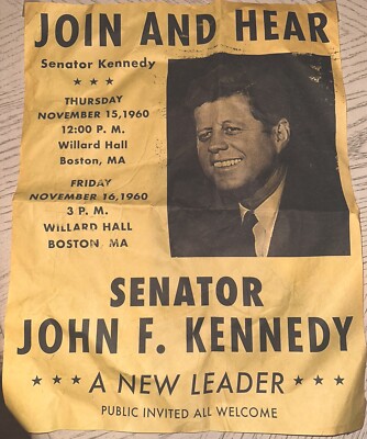 Vintage Senator John F Kennedy Poster Join And Hear A New Leader 1960 ...