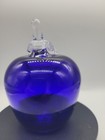Vintage GLASSTAR Handblown Cobalt Blue Apple with Leaf Bohemia Glass w ...