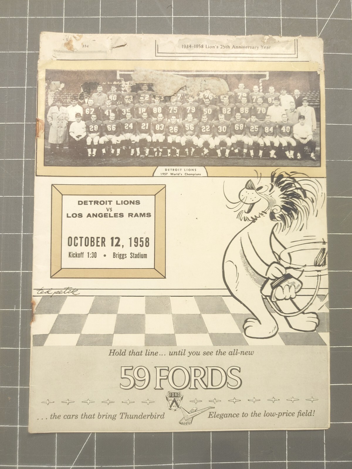Original October 12, 1958 Detroit Lions Vs Los Angeles Rams Program | eBay