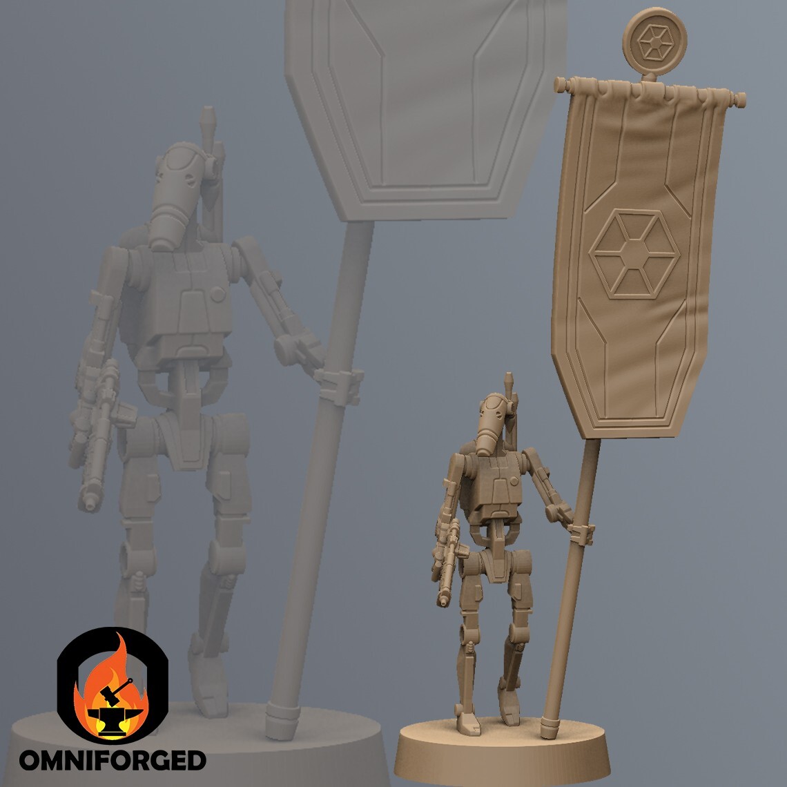 Star Wars Legion Battle Droid Flag Bearer Miniature 3D Printed Resin ...