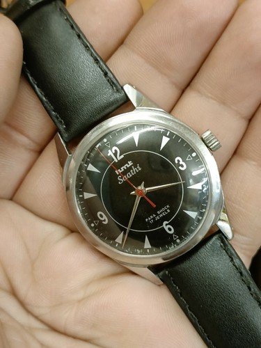 Authentic Hmt Saathi Black Dial Rare 17 Jewels Manual Wind Men's Rare ...