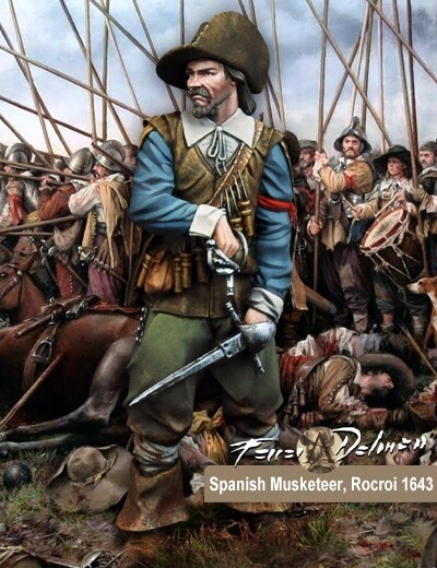 75mm Scale 75 Spanish Musketeer Rocoi 1643 SFD-006 Unpainted metal kit ...