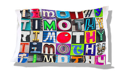 TIMOTHY Personalized Pillowcase featuring photos of actual sign letters ...