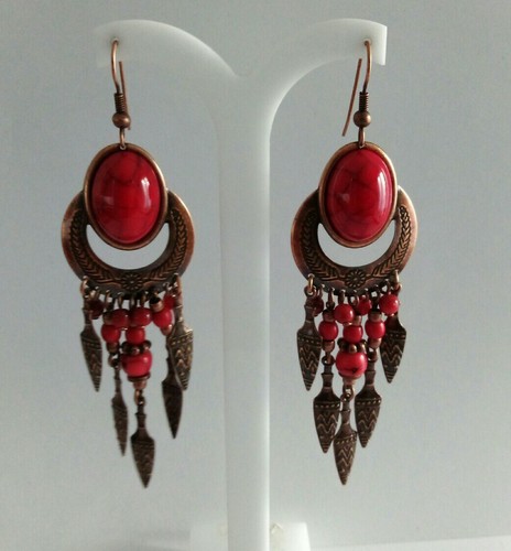 Tribal Inspired Red Spear Design Earring | eBay Australia