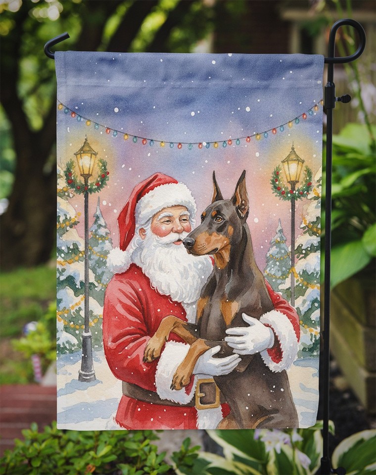 Caroline's Treasures Fawn Doberman Pinscher Santa Claus Garden Flag ...