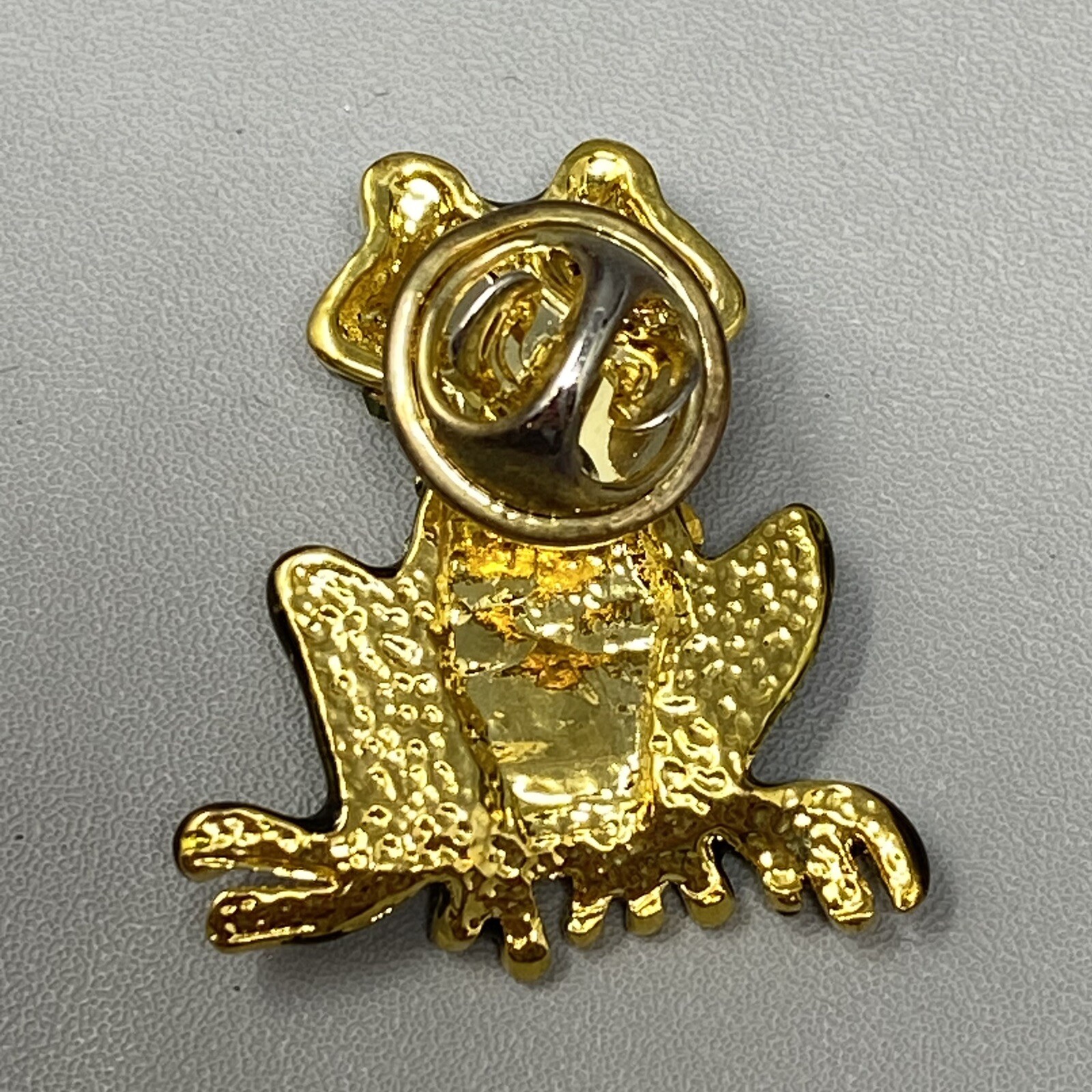 Vintage Frog Lapel Pin Green Enamel Pave Crystal Body Eyes Scatter Hat ...