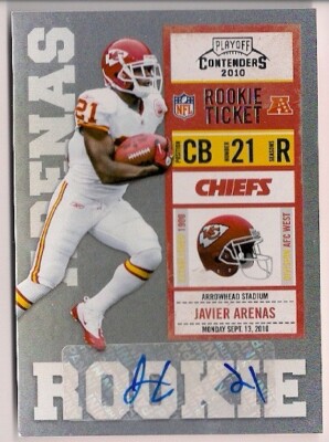 2010 JAVIER ARENAS CONTENDRS ROOKIE AUTO ALABAMA CRIMSON TIDE KANSAS ...