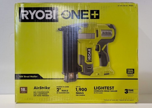 18V Ryobi P321 One+ Cordless AirStrike 2" Brad Nailer Nail Gun BARE ...