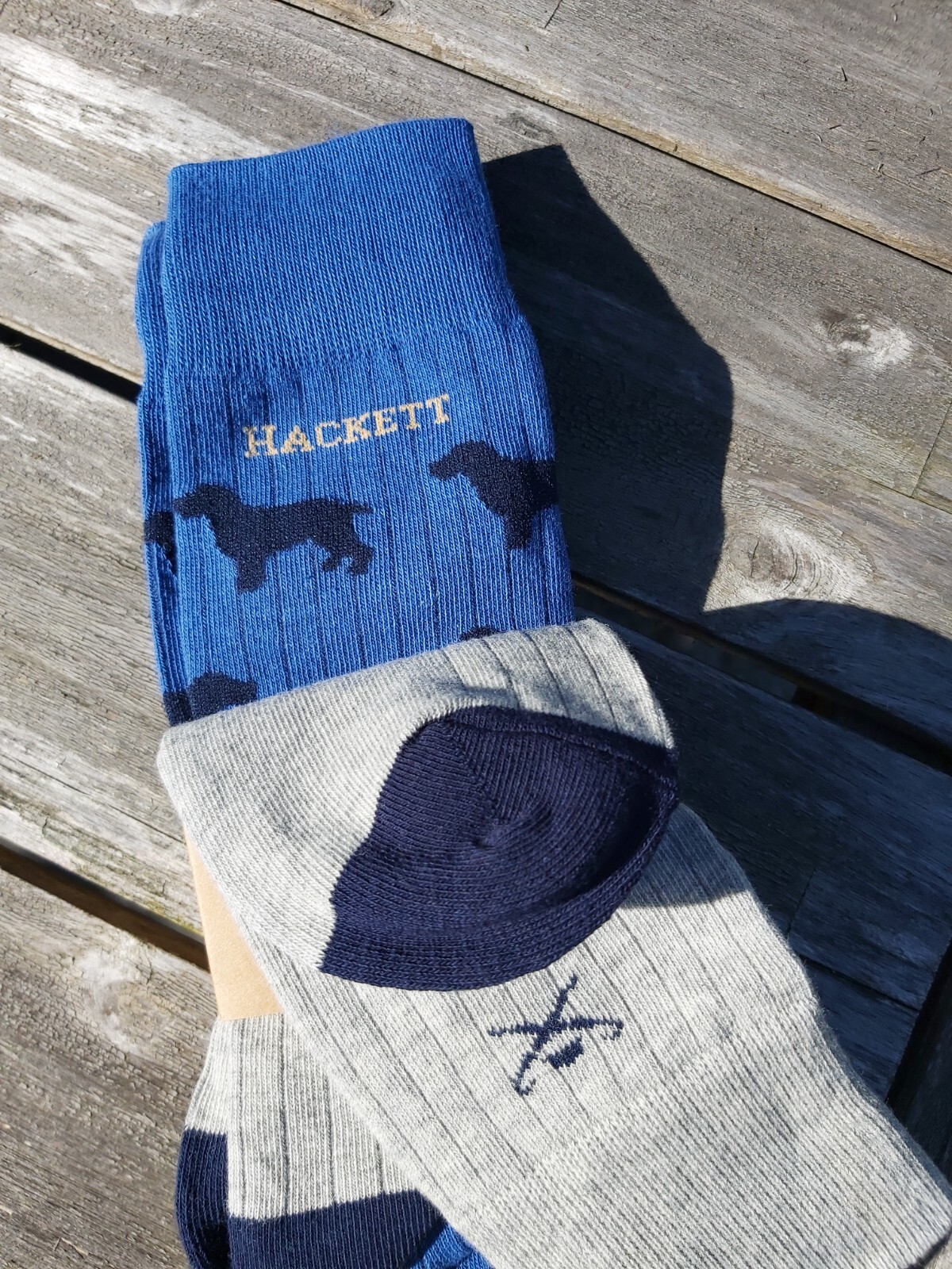3 PAIRS HACKETT London Grey Cobalt Navy MENS Logo 75% Cotton SOCKS 7-11 ...