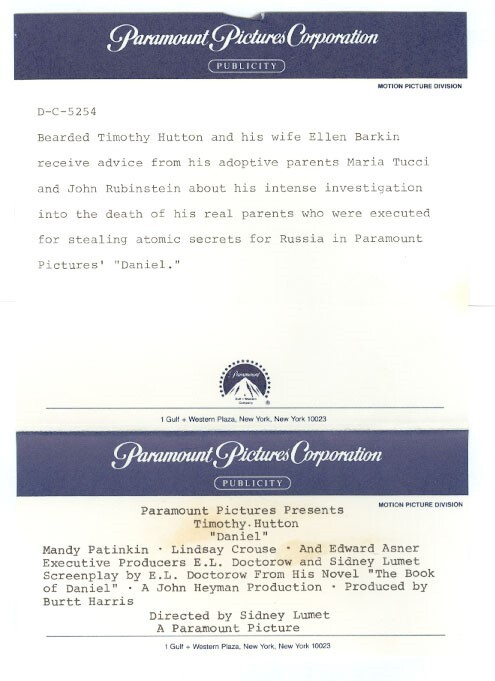 TIMOTHY HUTTON, ELLEN BARKIN original movie photo 1983 DANIEL | eBay