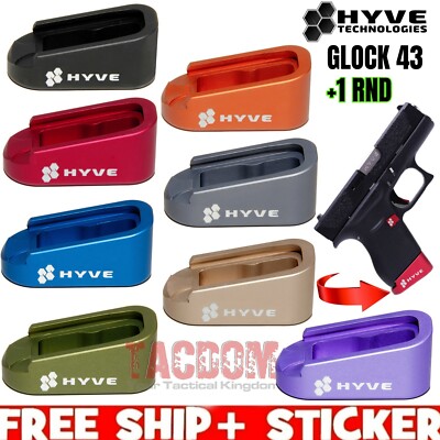 HYVE Technologies +1rd Magazine Extension Base Pad for Glok 43 Plus 1 ...