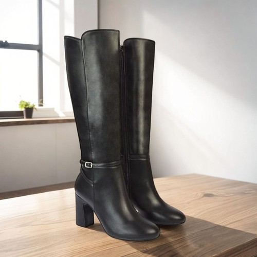 Naturalizer Women's Black Leather Fenna Tall Platform Dress Boots Size ...