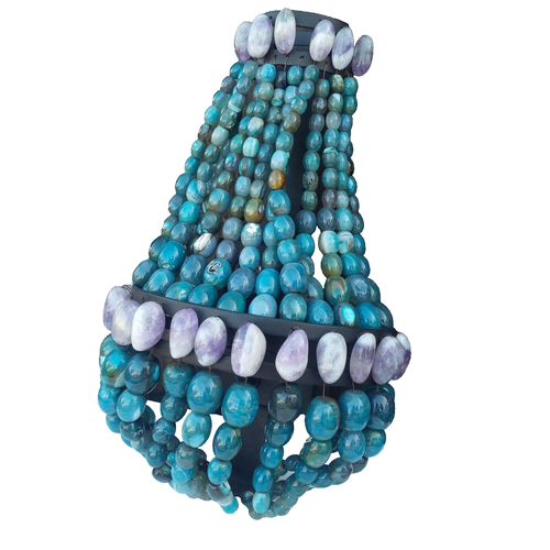 Turquoise Blue & Purple Beaded Wall Sconce Lamp Lighting Light Fixture ...