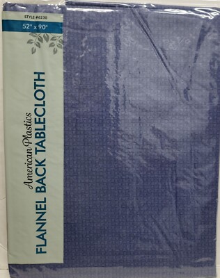 Flannel Back Vinyl Tablecloth,52"x90"Oblong,BLUE COLOR BASKETWEAVE ...