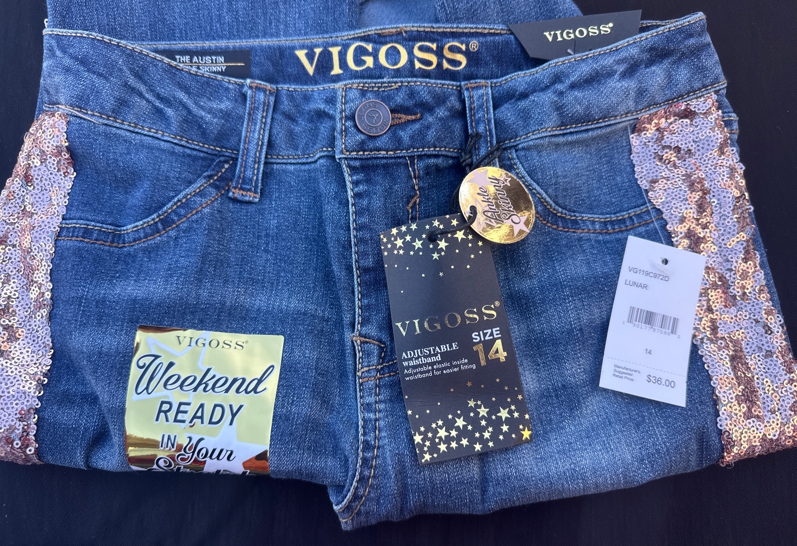 Girls VIGOSS Adjustable Jeans Ankle Skinny Stretch NEW Size 14 | eBay