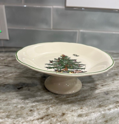 Spode Porcelain Sculpted Footed Pedestal Candy Dish Christmas Tree | eBay