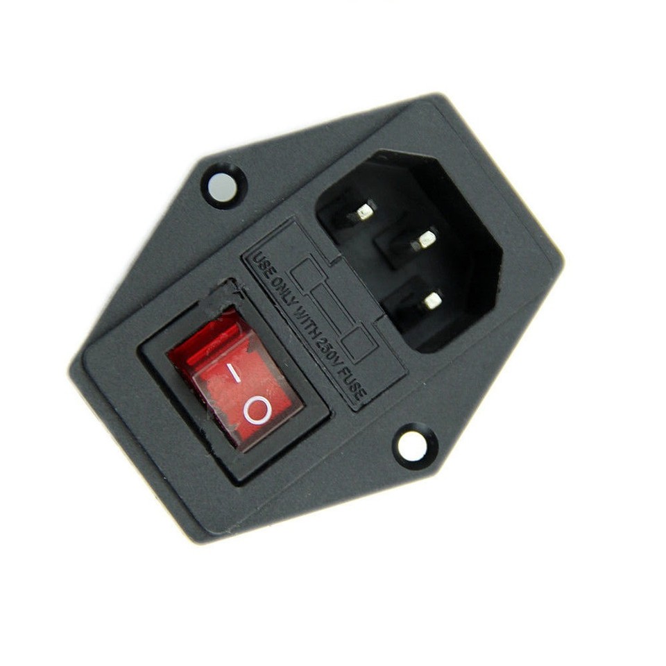 Black Red AC 250V 10A 3 Terminal Power Socket with Fuse Holder | eBay