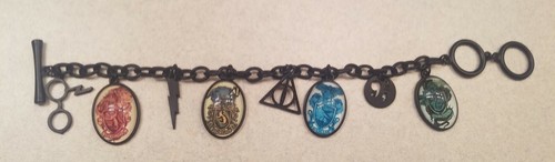 Vintage Harry Potter TM&WBEI (S17) black metal bracelet w/ dangles ...