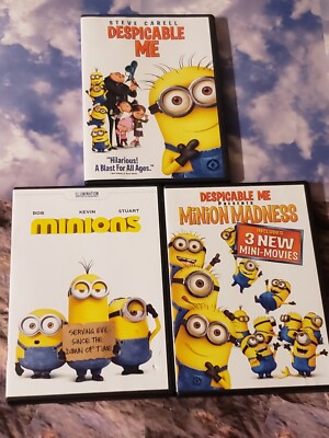 DESPICABLE ME - LOT OF 3 DVDs - DESPICABLE ME, MINION MADNESS, MINIONS ...