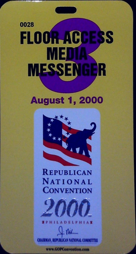 8/1/2000 RNC Media Press Radio TV Pass Badge Ticket Floor Access George ...