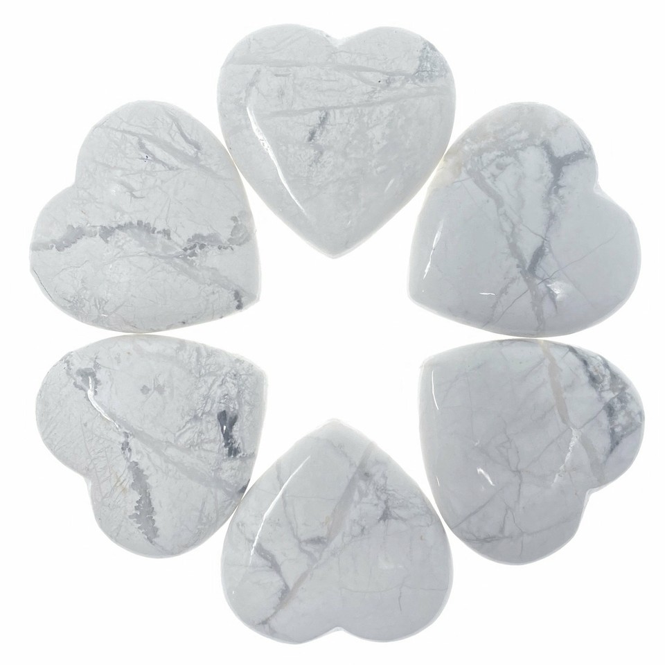 (1) Howlite Crystal Heart w/Description Card - Healing Stone | eBay