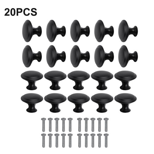 Sleek and Sturdy Door Knobs 20Pcs Metal Black Handles for Cabinets and ...