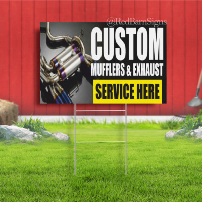 CUSTOM MUFFLERS EXHAUST Auto Mechanic Service Indoor Outdoor Yard Sign ...