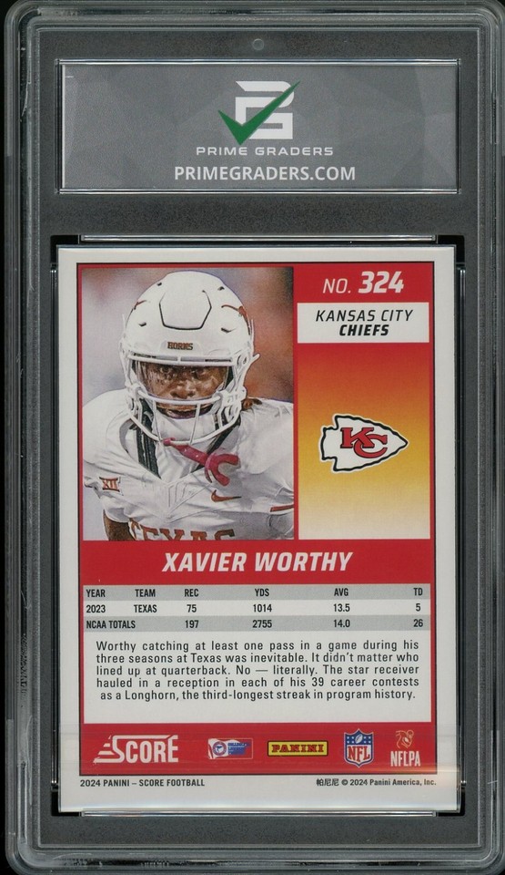 2024 Panini Score #324 Xavier Worthy GRADED 10 Rookie Card RC | eBay