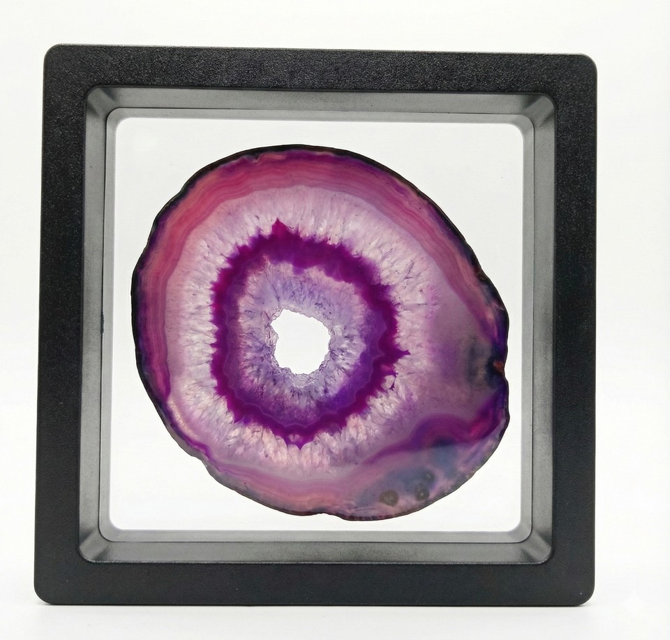 Purple Agate Slice Geode Polished Crystal Specimen w/ Floating Frame ...