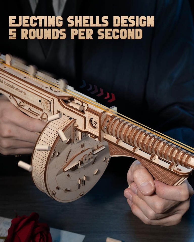 3D Wooden Puzzles for Adults-Rubber Band Toy Tommy Gun-Model Kits to ...