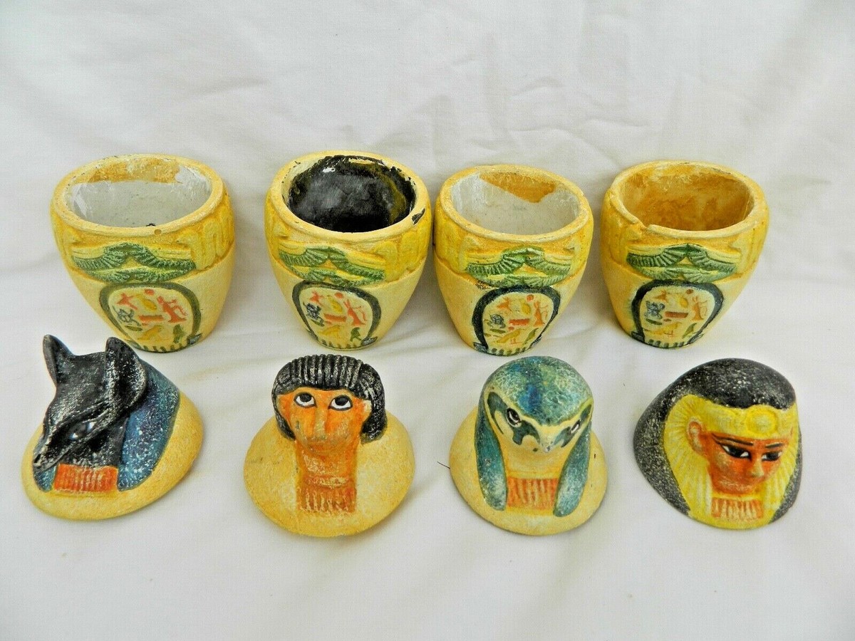 Cartouche Egyptian Ancient Canopic Jar Jackal Stores Headed God