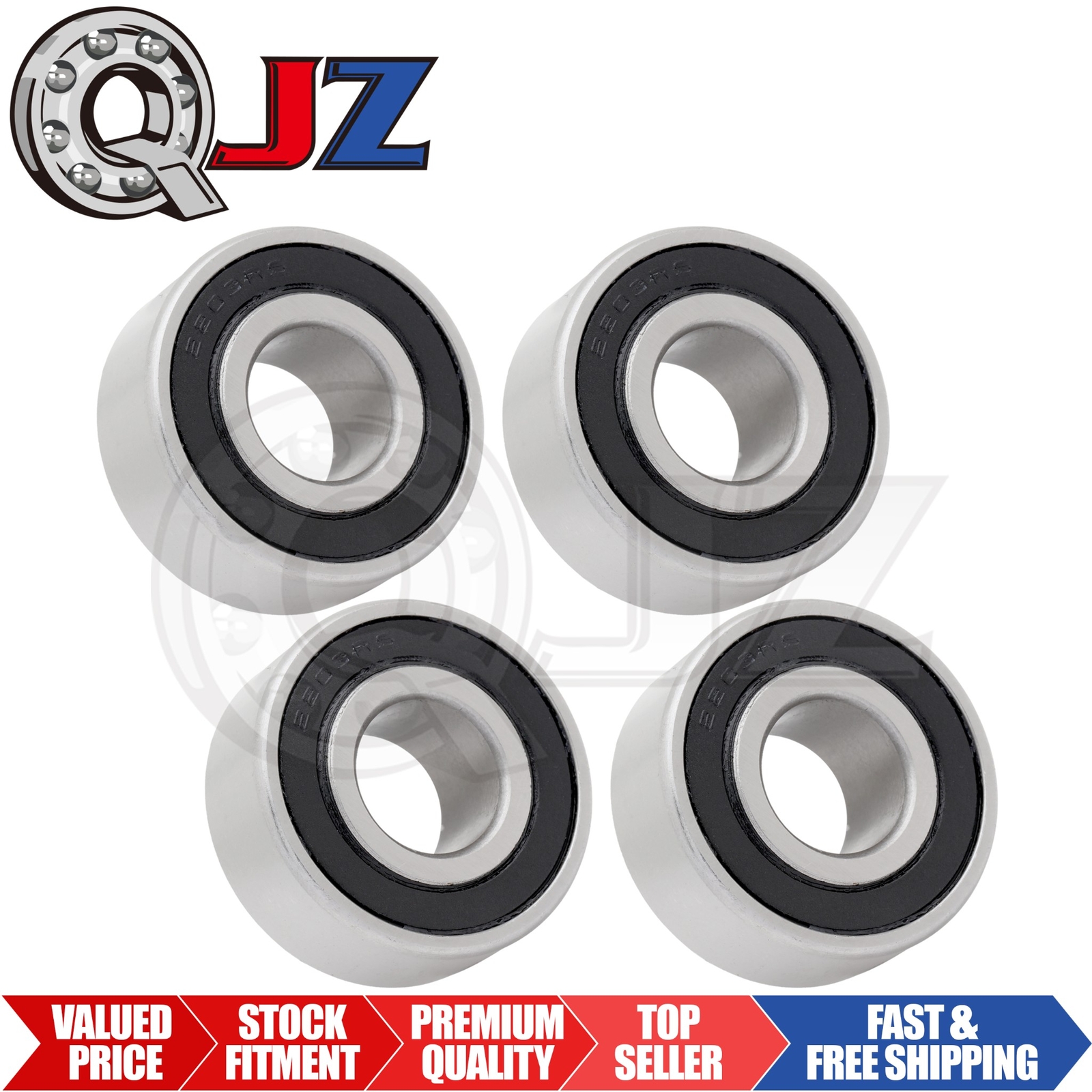 [Qty.4] New 2203-2RS Self-Aligning Ball Bearing [17mm Bore x 40mm OD x ...