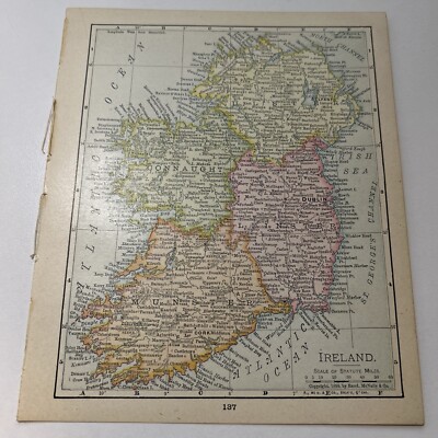 Pre-1900 - County Ireland 1885 Map Railroads Parishes