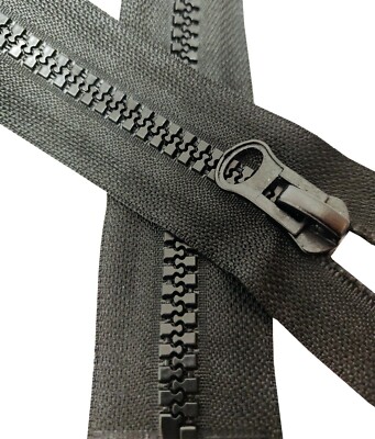 Black Chunky Zip Size #8 Open End Heavy Duty Zipper Plastic Teeth 65cm ...