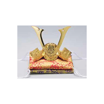 Japanese Samurai Golden Kabuto statue - Yoshitsune Minamoto - w double ...