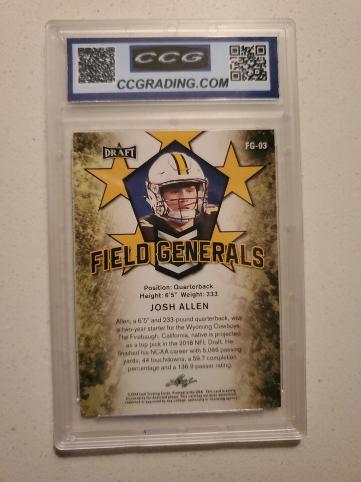 Josh Allen 2018 Leaf Field Generals #FG-03 RC Rookie CCG 10 GEM MINT | eBay