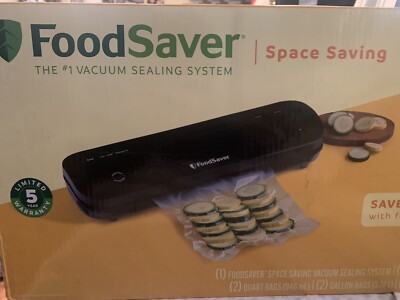 FoodSaver Space-Saving Vacuum Sealer with Bags Roll Black Brand New | eBay