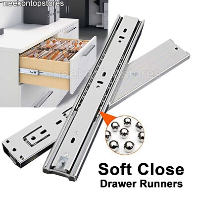 Soft Close Drawer Runner Slides Full Extension Ball Bearing Rail Track ...