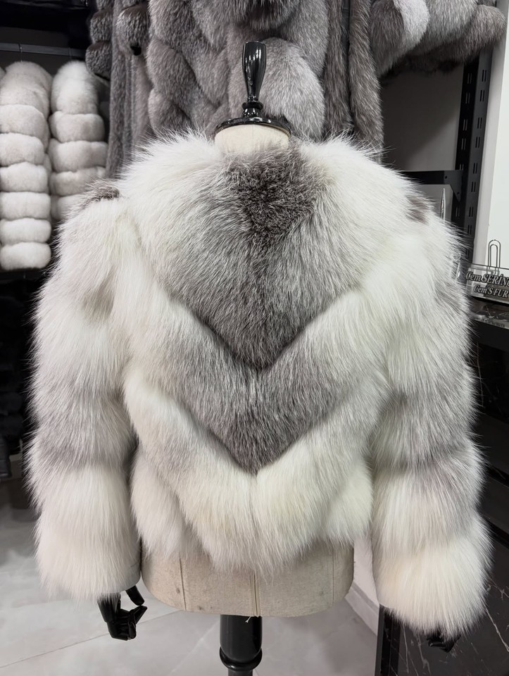 Women’s Genuine White Fox Fur Coat – Handmade Luxury Winter Jacket ...