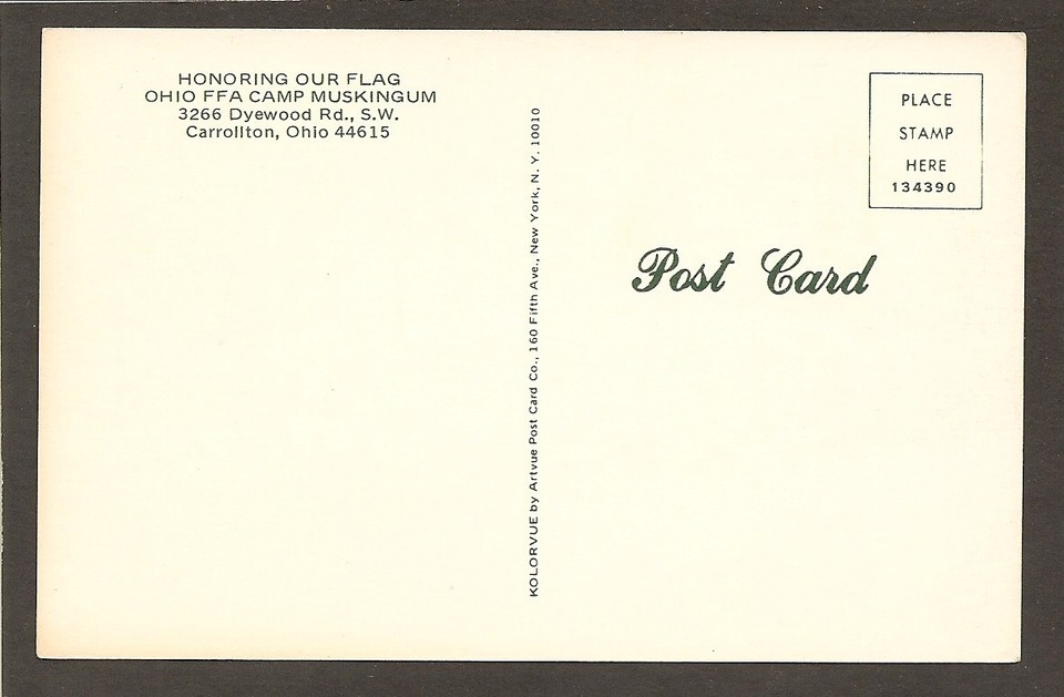 POSTCARD: FLAG CEREMONY - OHIO FFA CAMP MUSKINGUM - CARROLLTON, OHIO ...