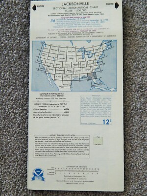NOAA JACKSONVILLE SECTIONAL AERONAUTICAL CHART 56TH EDITION, 1995 RARE ...