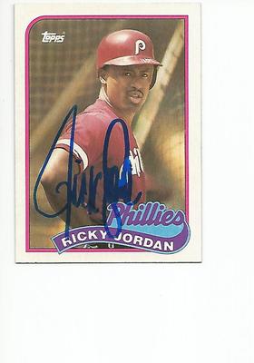 RICKY JORDAN Autographed Signed 1989 Topps card Philadelphia Phillies ...