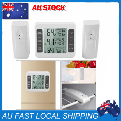 Wireless Fridge Thermometer Digital Freezer Alarm Gauge Home Monitor 2 ...