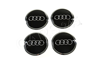Genuine Wheel Center Hub Caps 4x SET Glossy Black AUDI TT RS A3 S3 R8 ...